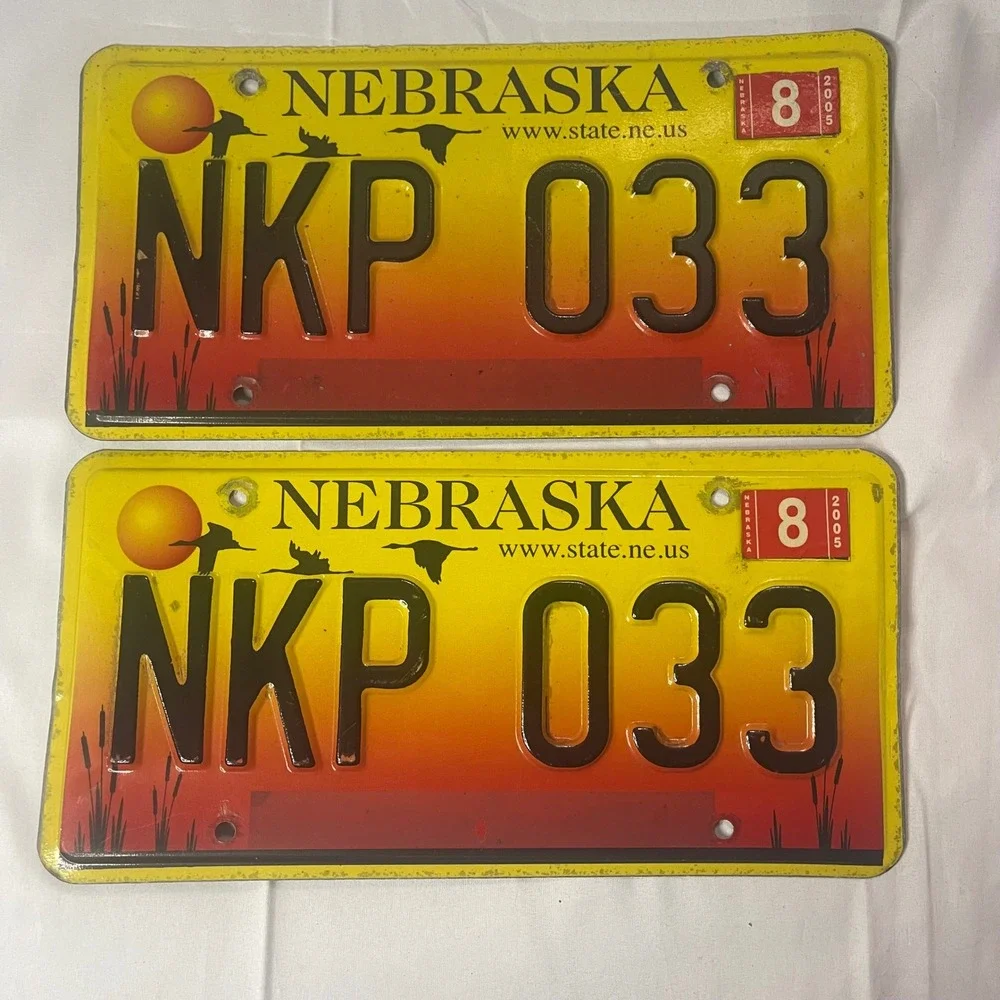 Other | Vintage 205 Nebraska License Plate Pair Nkp 033 Sunset Sandhill ...